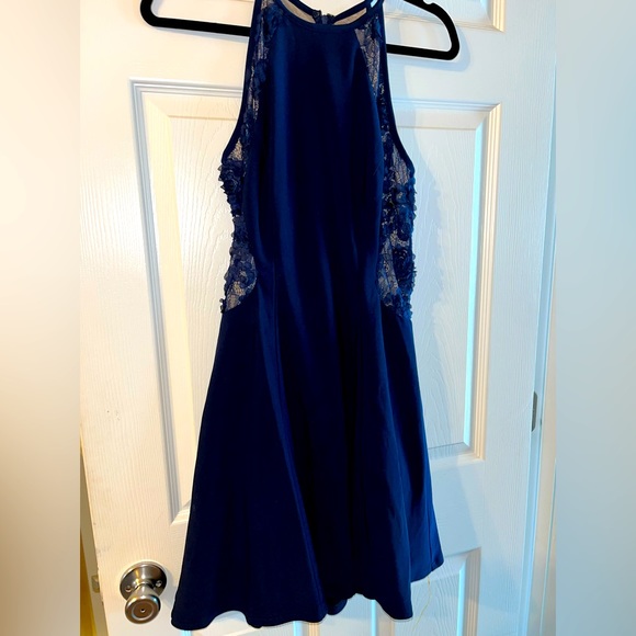 Xscape | Dresses | Navy Semiformal Nude Underlay Dress | Poshmark